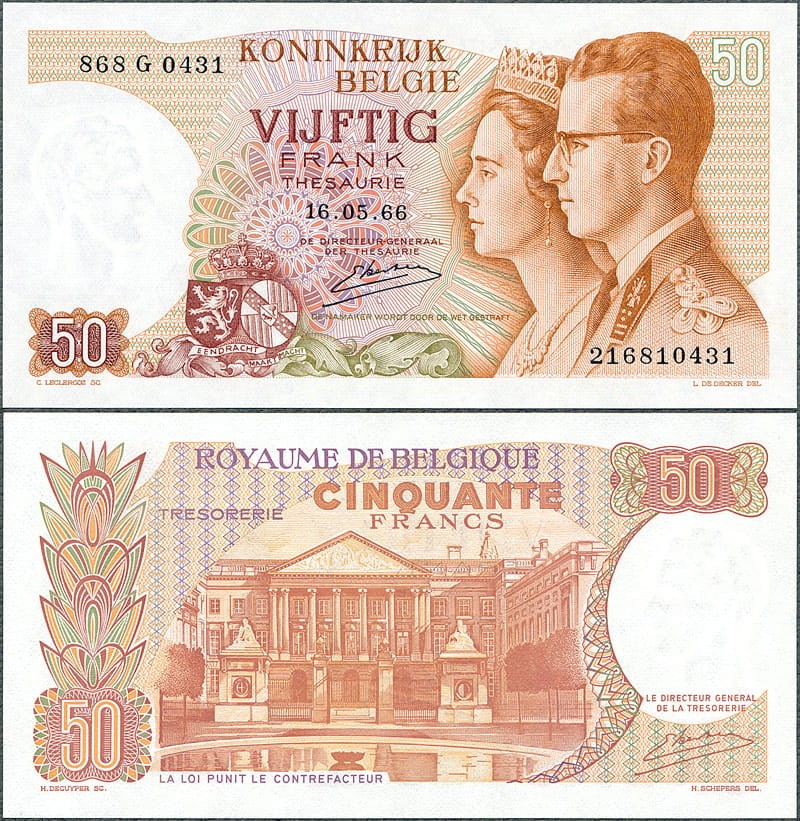 Belgia - 50 Francs 1966 * P139c tombanknoter.pl